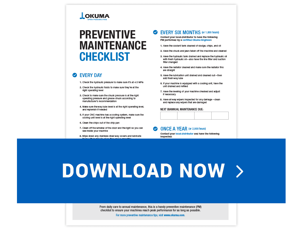CNC Machine Checklist For Preventive Maintenance